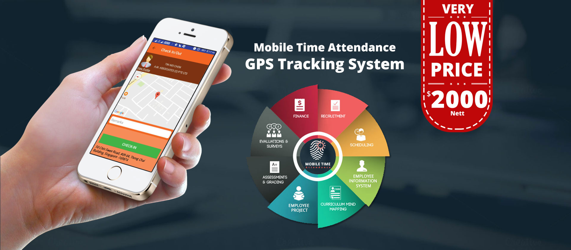 Mobile Time Attendance | GPS Attendance | 1 SGD Per Month